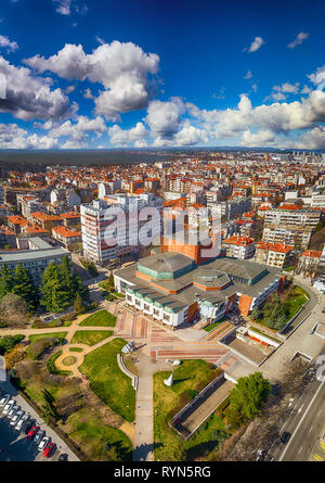 Aerial view from drone to the ancient historic medieval old town ...
