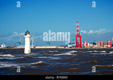 Huge cranes at Liverpool2 container terminal at Seaforth Liverpool UK a ...