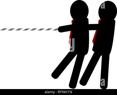 Silhouette Business Man Pulling Rope Strong Businessman Competition ...