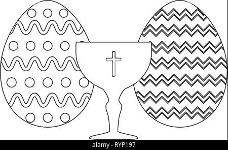 chalice sacred with eggs of easter vector illustration design Stock ...