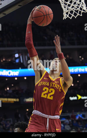 Iowa State guard Tyrese Haliburton (22) drives up court during the ...