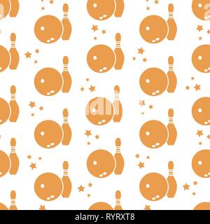 Seamless pattern with bowling pins and bowls. Sports theme. Games ...