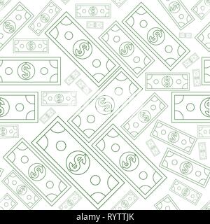 Money seamless pattern, line style. Finances endless background Stock ...