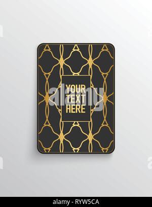 Elegant premium look. Dark gray card shape with golden pattern. Vector ...