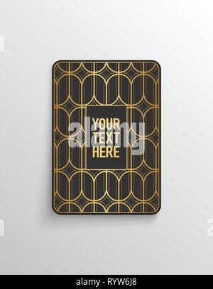 Elegant premium look. Dark gray card shape with golden pattern. Vector ...