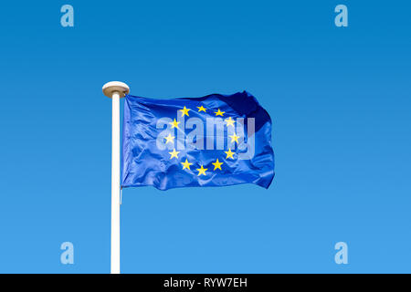 Flag of Europe: circle of twelve golden stars on blue background Stock ...