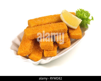 Crispy fish fingers of breaded pollack fillet served with parsley ...
