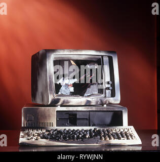 Damaged Computer Monitor, Broken PC Monitor on a Table, Damaged ...