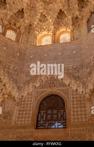 Highly Decorated Ceilings of Nasrid Palaces, Alhambra, Granada Stock ...