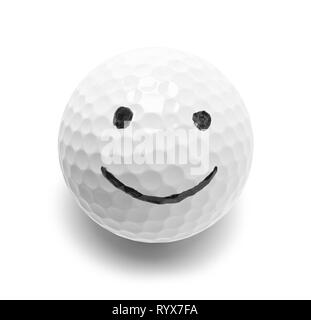 Smiley face golf ball on grass Stock Photo - Alamy