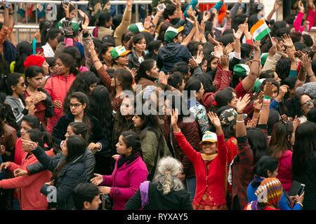 Pakistani crowd at border ceremony in Wagah, Lahore, Punjab, Pakistan ...