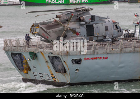 Royal Navy warship HMS Northumberland, a Type 23 anti submarine frigate ...