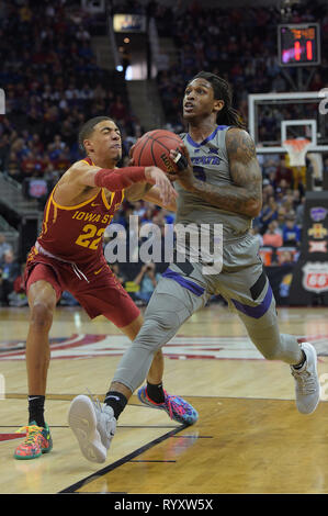Iowa State guard Tyrese Haliburton (22) drives it up court against West ...