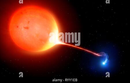 Artwork of an AM Herculis binary star Stock Photo - Alamy