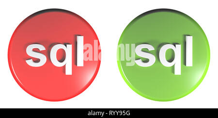 sql red and green circle push buttons - 3D rendering illustration Stock ...