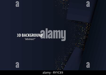 Dark black geometric background 3d paper cut Stock Vector Image & Art ...