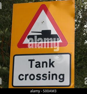 Unusual road sign Tank crossing Dundrennan ranges near Kirkcudbright ...