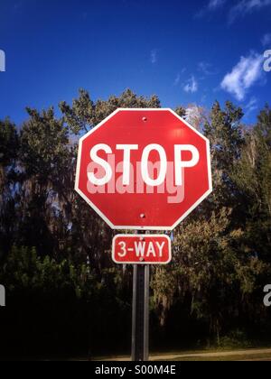 three intersection sign Stock Photo - Alamy