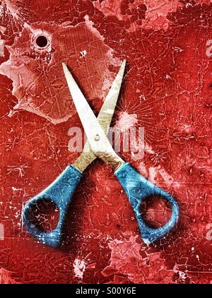 Scissors with Blood Stock Photo - Alamy