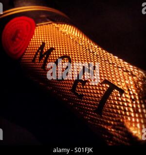 A label on bottle of Moet and Chandon Brut Imperial champagne on a ...