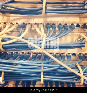 cable network in server room cable tangled of poorly routed cables ...
