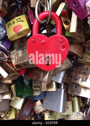 padlocks in the shape of a heart - a symbol of eternal love and union ...