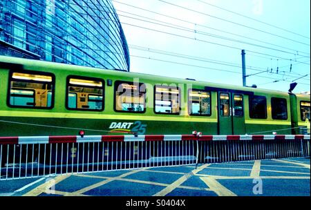 DART (Dublin Area Rapid Transit) train at Bray station near Dublin ...