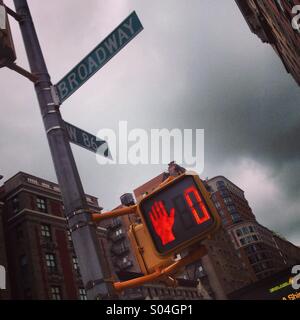 Stop, dont walk red hand traffic signal for pedestrians in New York ...