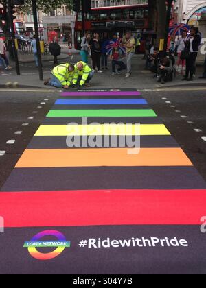 Rainbow coloured pedestrian crossing Stock Photo - Alamy
