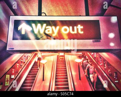 way out sign, London Underground, London, UK Stock Photo - Alamy