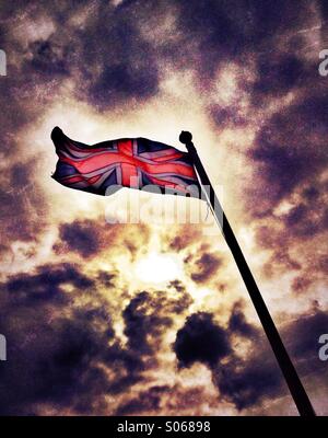 The Union Jack blowing in the wind was flying half-mast above Harrogate ...