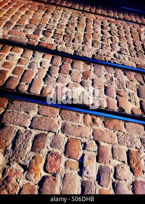 track, cobblestone, tracks, cobblestones Stock Photo - Alamy