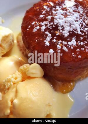 Pudding with toffee syrup Stock Photo - Alamy
