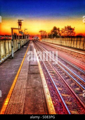 Peckham Rye train station platform, overground, South East London ...