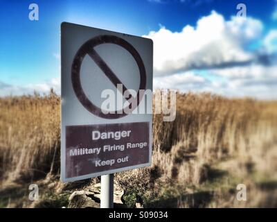 Danger notice warning of Military Firing Range, Dundrennan, south east ...