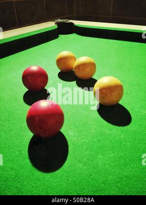 The 8 Ball Snooker red yellow balls ready for first shoot Stock Photo ...