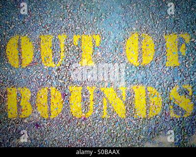 An 'out of bounds' sign on a pavement Stock Photo - Alamy
