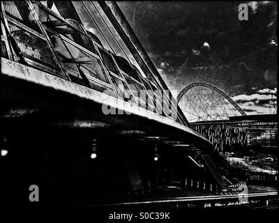The White Horse Bridge across Wembley Stadium railway station showing ...