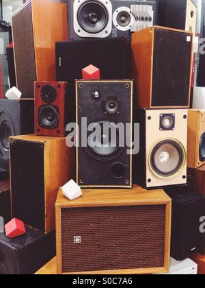 Music speakers vintage speakers. the Vintage speakers Stock Photo - Alamy