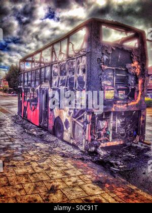 Traffic damaged bus Stock Photo - Alamy