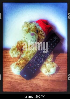 Teddy bear watching television Stock Photo - Alamy