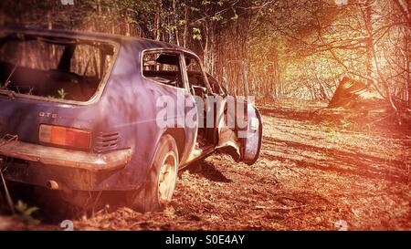 Old rusted car in the woods in LaSalle County, Illinois, USA Stock ...