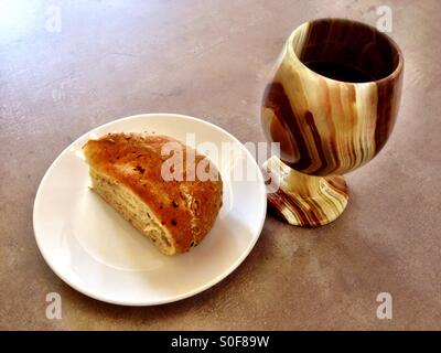 Holy Communion Bread, Wine for christianity religion Stock Photo - Alamy