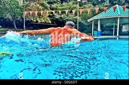 Man swimming - Butterfly Stock Photo - Alamy