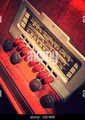 wooden vintage radio dials and face Stock Photo - Alamy