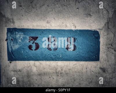 Numbers on a sign, 388 Stock Photo - Alamy