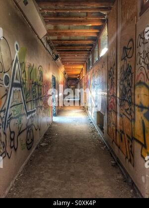 Interior Color and Graffiti Detail of a Derelict Dairy Factory in ...