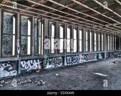 Interior Color and Graffiti Detail of a Derelict Dairy Factory in ...