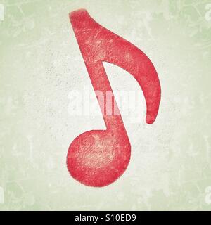 Red musical note painted on a white wall Stock Photo - Alamy