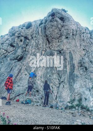 Wall for learning rock climbing Stock Photo - Alamy